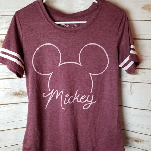 Disney | Tops | Mickey Mouse Maroon Tee Size Small | Poshmark